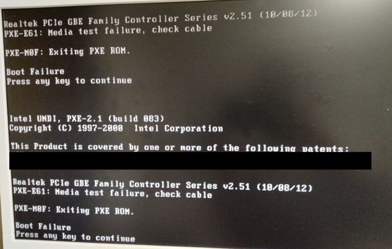 PC起動しないエラー『Boot Failure Press any key to continue』PXE-E61 PXE-E0F ...